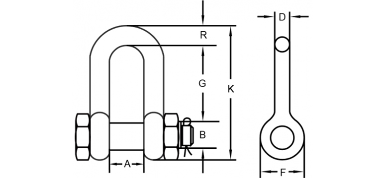 Bolt Type Shackle, Lifting Chain Shackles Rigging D Shackle-Kailipu